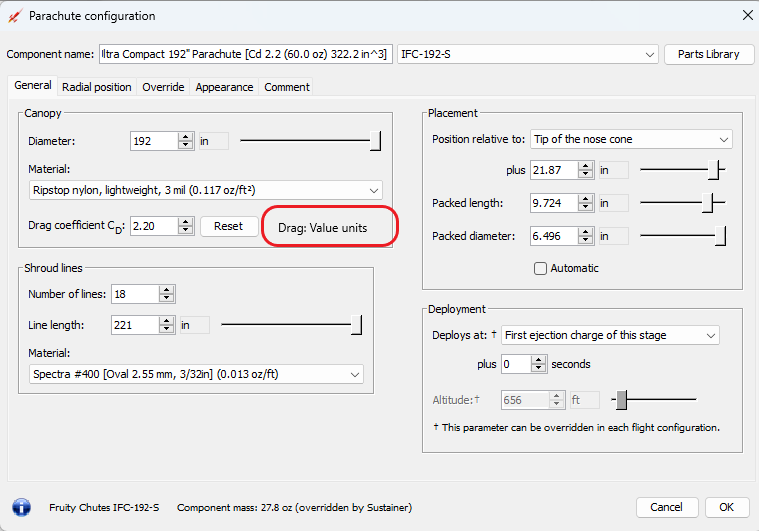 [Feature request] Add display drag value for recovery devices · Issue #1986 · openrocket ...