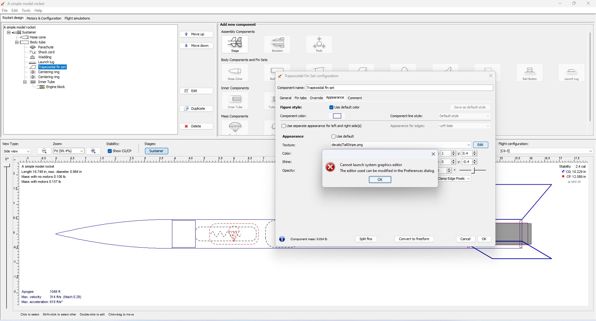 [Bug] Default graphics editor is no longer recognized · Issue #1991 · openrocket/openrocket · GitHub