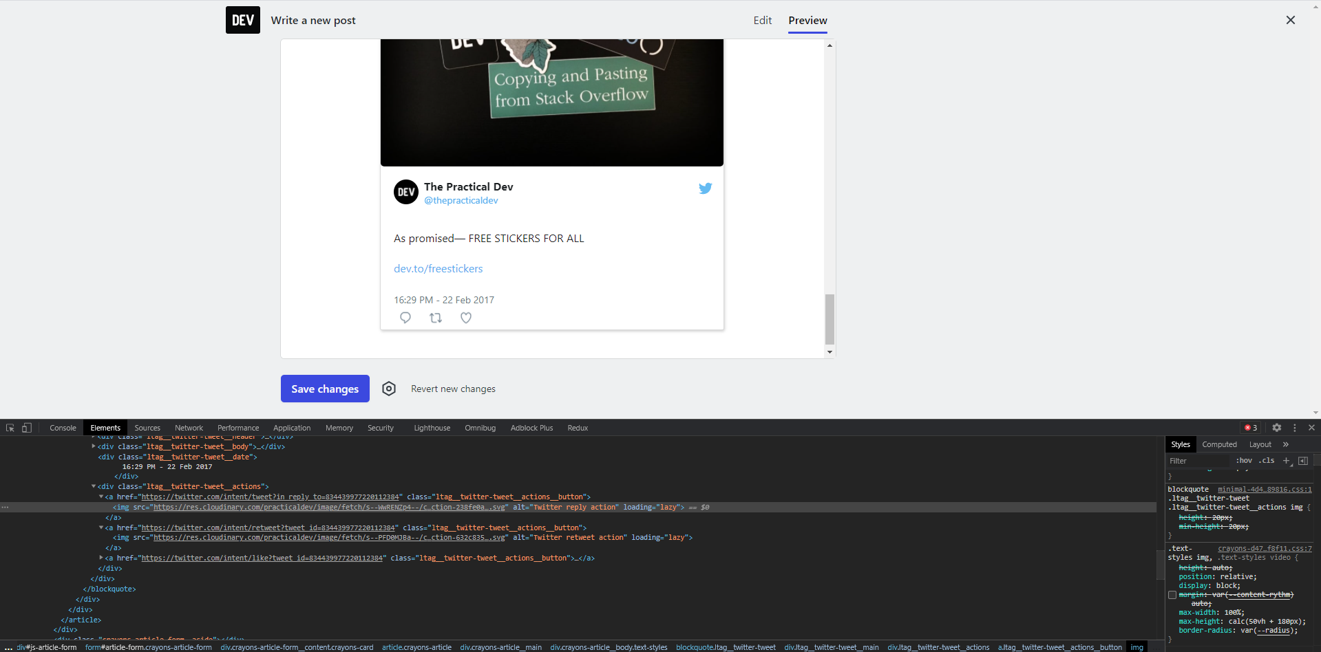 Tweet action button overflow style issue · Issue #12519 · forem/forem · GitHub