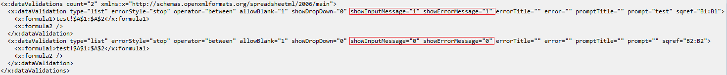 DataValidations ShowInputMessage and ShowErrorMessage not loaded correctly from modified Excel ...