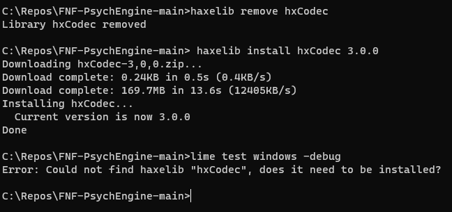 Could Not Find Haxelib Hxcodec Does It Need To Be Installed Despite The Fact Hxcodec Is 