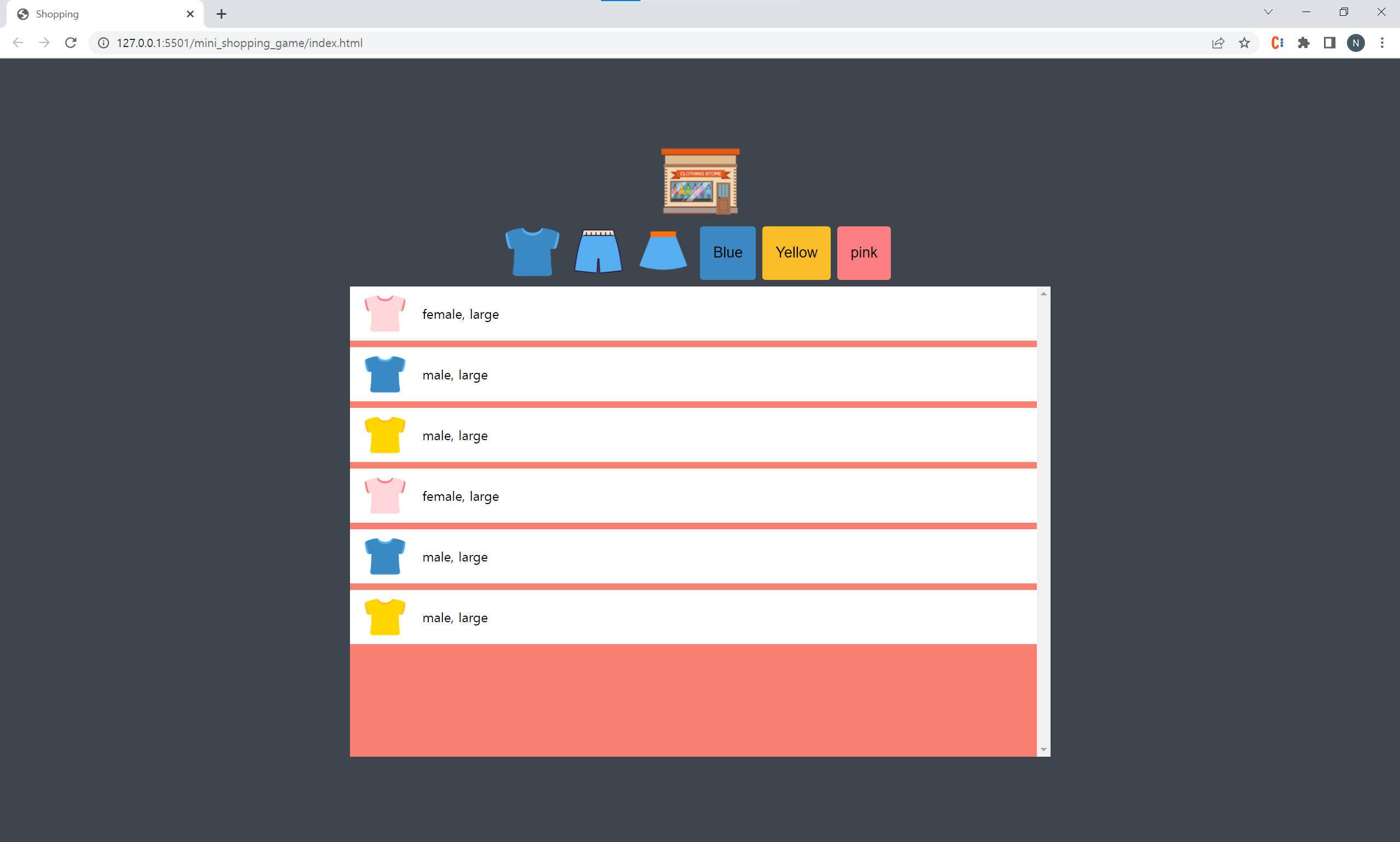 GitHub - NaRae-tech/mini_shopping_game: mini shopping game (filltering items by type button)
