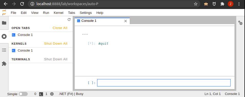 Exiting Jupyter Console with F# Kernel · Issue #1259 · dotnet/interactive · GitHub