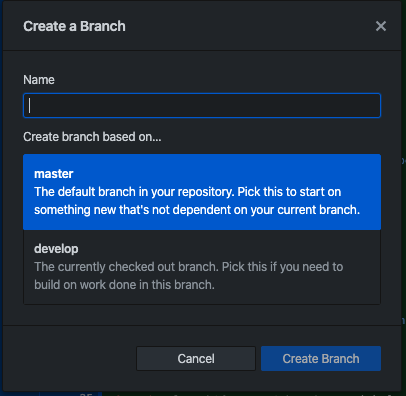 Improve defaults on "New Branch" modal · Issue #8909 · desktop/desktop ...