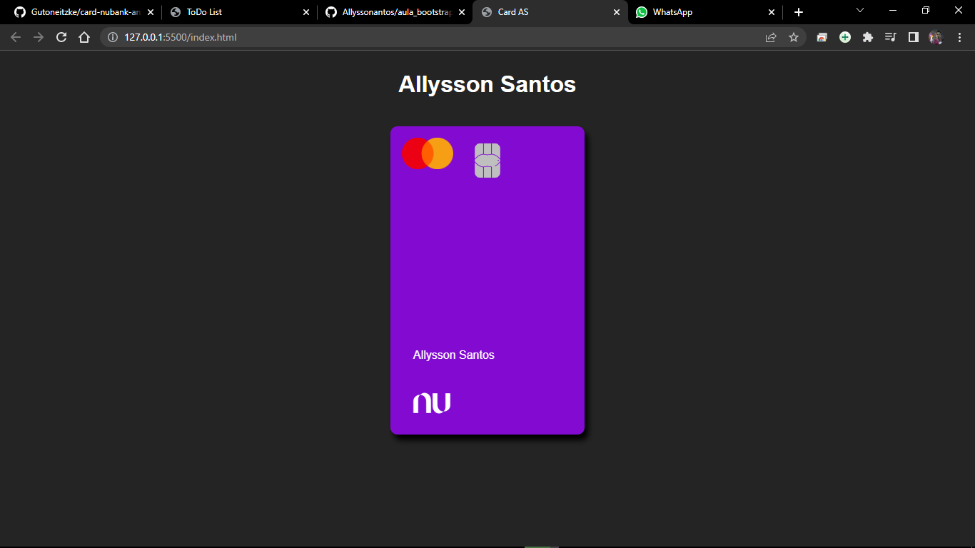 GitHub - Allyssonantos/card-nubank-animated: Cartão Nubank Animado