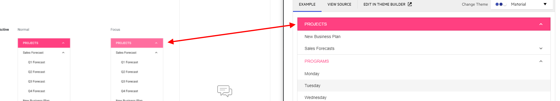 Focus styles of the PanelBar in material theme are different from the design. · Issue #2453 ...