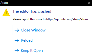 error "the editor has crashed" · Issue #21157 · atom/atom · GitHub