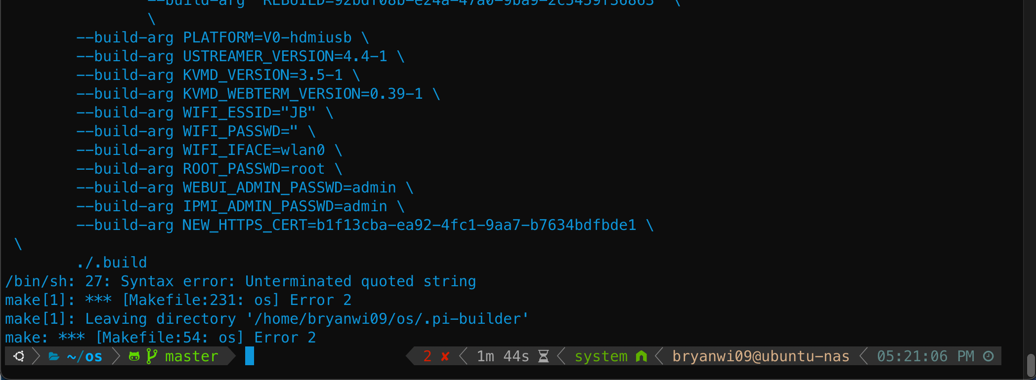 RPI3 make os failed Syntax error: Unterminated quoted string, Error 2 makefile · Issue #343 ...