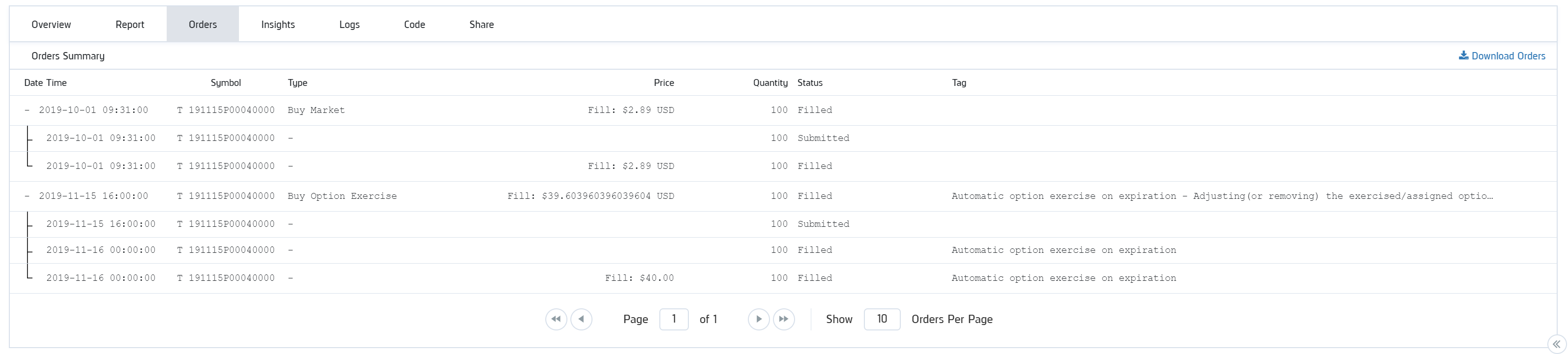 The Value of Quantity and FillQuantity Members of OrderEvent Should Match in OptionExercise ...