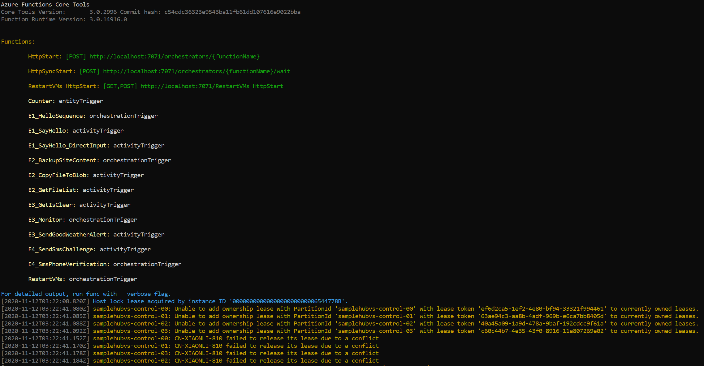 Azurite v3 Tables (alpha.1) - Durable Functions fails to start ...