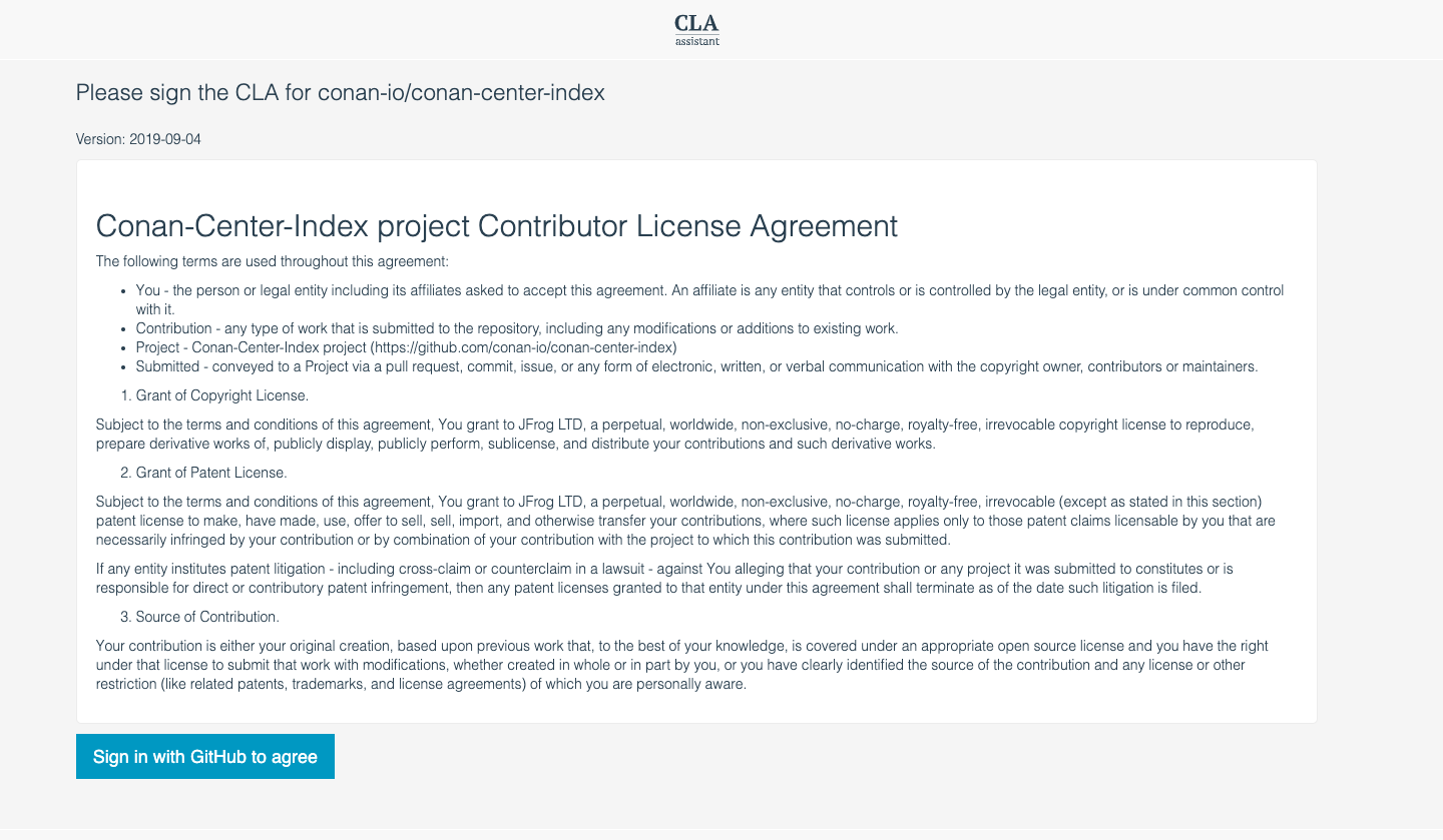 [question] How to find the full text of the Conan-Center-Index project CLA · Issue #2757 · conan ...