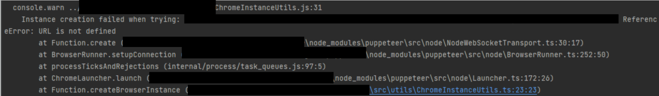 [Bug]: Puppeteer @14.3.0 cannot creating browser instance. Reference error: URL is not defined ...