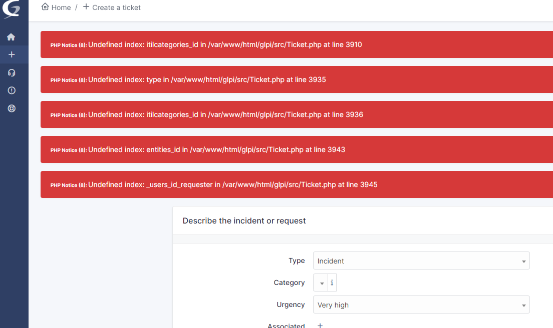 Php Notice 8 Undefined Index Ticketphp · Issue 12630 · Glpi Projectglpi · Github