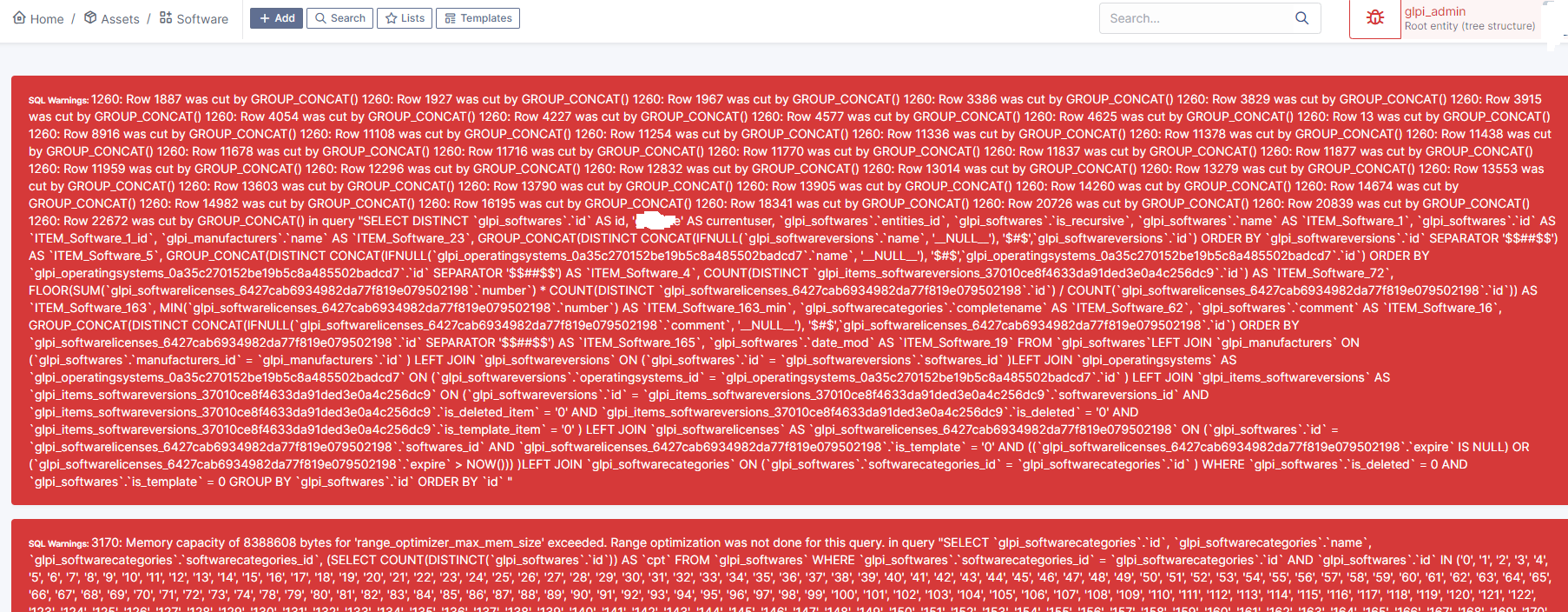 Software Performance Problem And Warnings · Issue 12779 · Glpi 