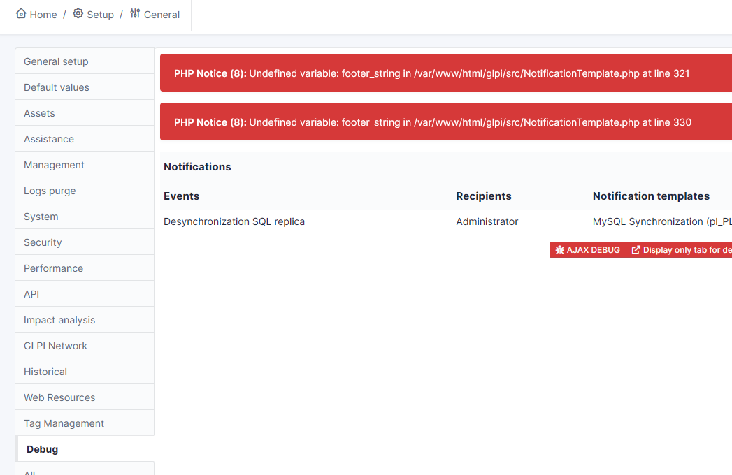 Undefined Variable For Debug Tab · Issue 13301 · Glpi Projectglpi