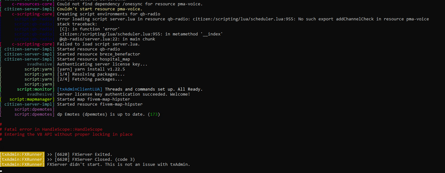 Error When Starting The Server After Using Recipe · Issue 48 · Qbcore 3829