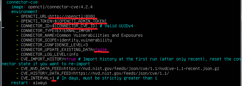 The connector for CVE does not import data and cannot be restart or ...