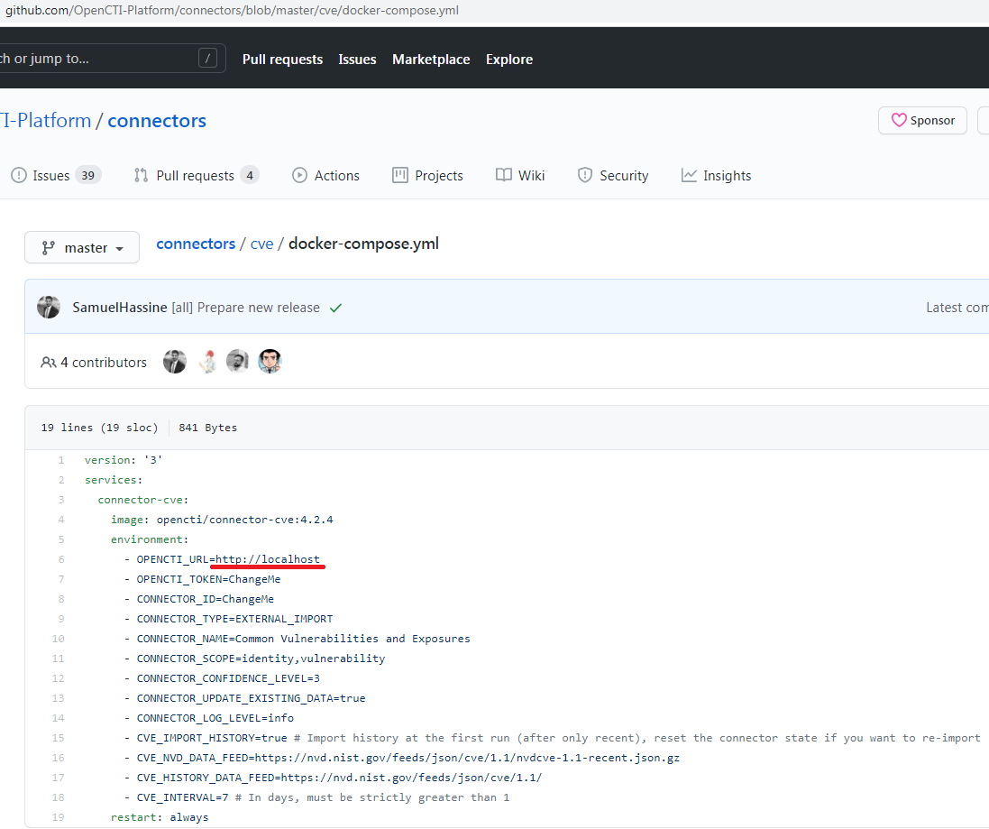 What should I set the value of "OPENCTI_URL" in the docker-compose.yml file? · Issue #1119 ...