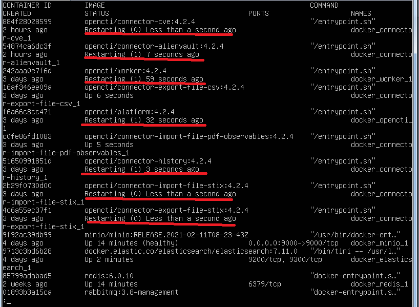 Many dockers restart all the time after I restart my computer · Issue #1121 · OpenCTI-Platform ...