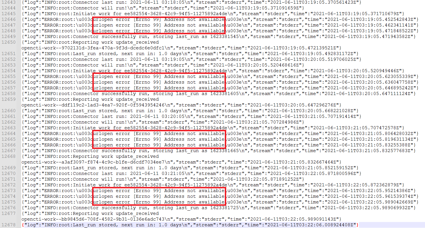 [MITRE]URLOPEN error [ERRNO 99] Address not available · Issue #390 · OpenCTI-Platform/connectors ...