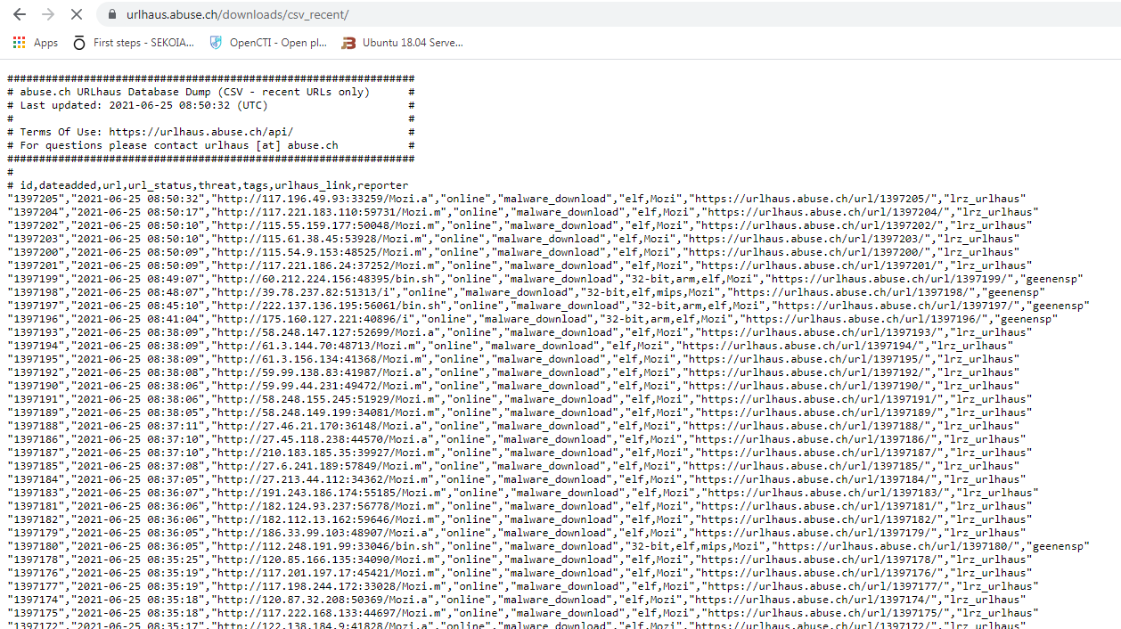 [Abuse.ch URLhaus]The connector shows "urlopen error [ERRNO 104]: connection reset by peer ...