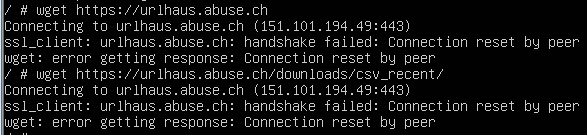 [Abuse.ch URLhaus]The connector shows "urlopen error [ERRNO 104]: connection reset by peer ...