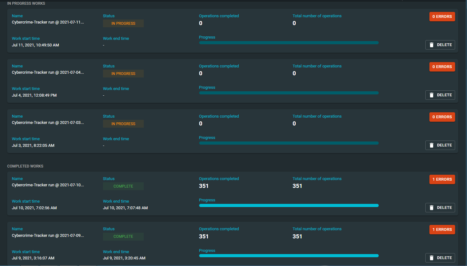 [MITRE & Cyber Crime Tracker] The connectors stop working with no ...