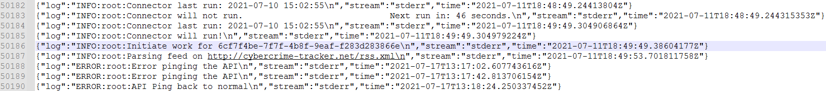 [MITRE & Cyber Crime Tracker] The connectors stop working with no ...