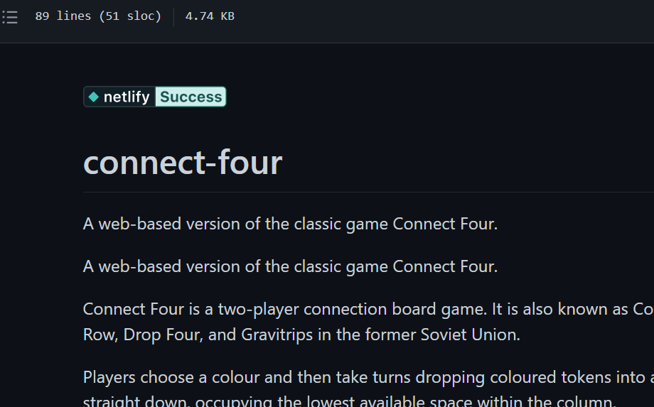 Repeated line in README.md · Issue #70 · nickytonline/connect-four · GitHub