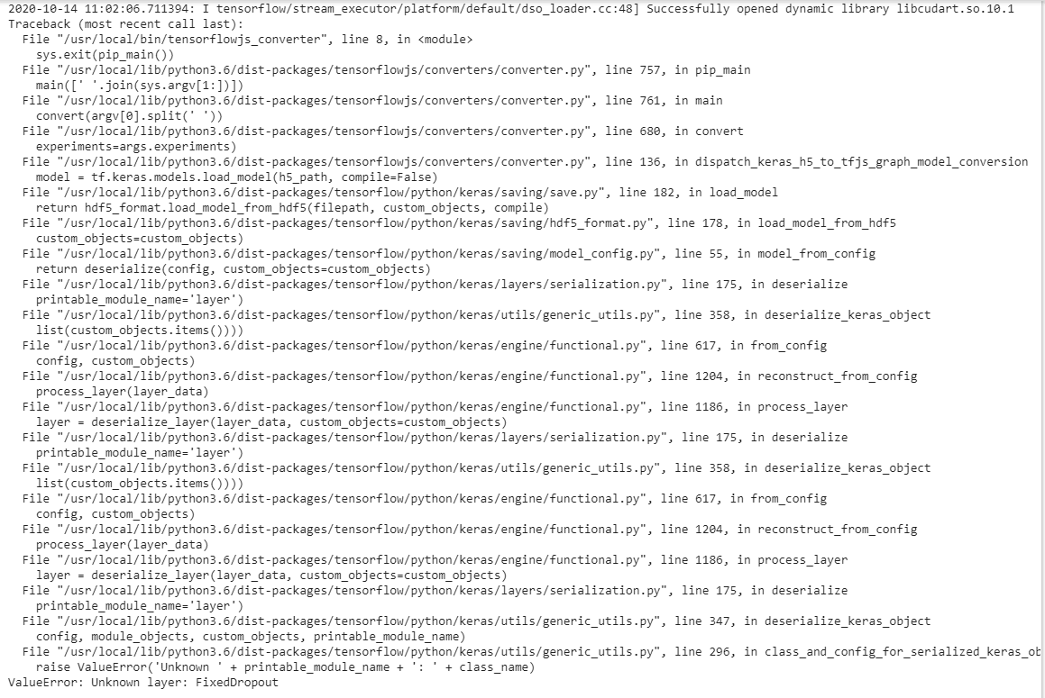 Uncaught In Promise Error Unknown Layer Fixeddropout · Issue 4069 · Tensorflowtfjs · Github