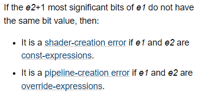 Shift left for concrete: "e2+1 most significant bits of e1 do not have ...
