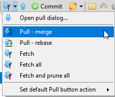 Default pull action is _always_ used, even if another action is selected from the dropdown menu ...