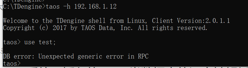 Unexpected generic error in RPC · Issue #3210 · taosdata/TDengine · GitHub