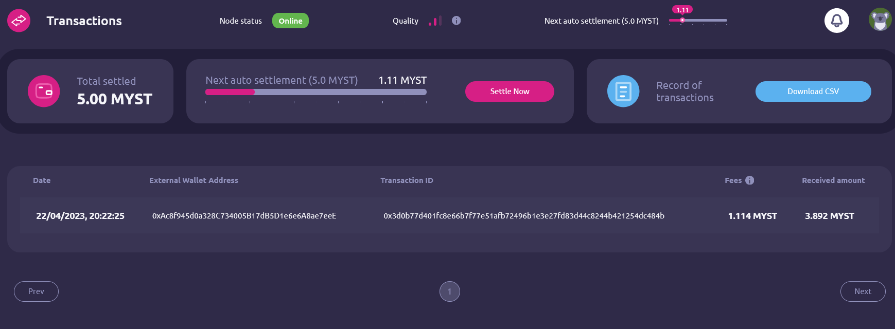 Earnings discrepancy - only settlement occured after earning 30+ MYST · Issue #5783 ...