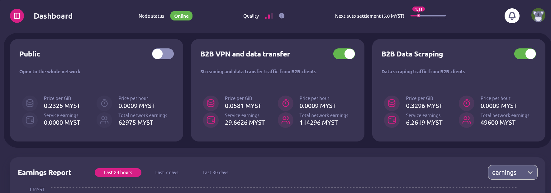 Earnings discrepancy - only settlement occured after earning 30+ MYST · Issue #5783 ...