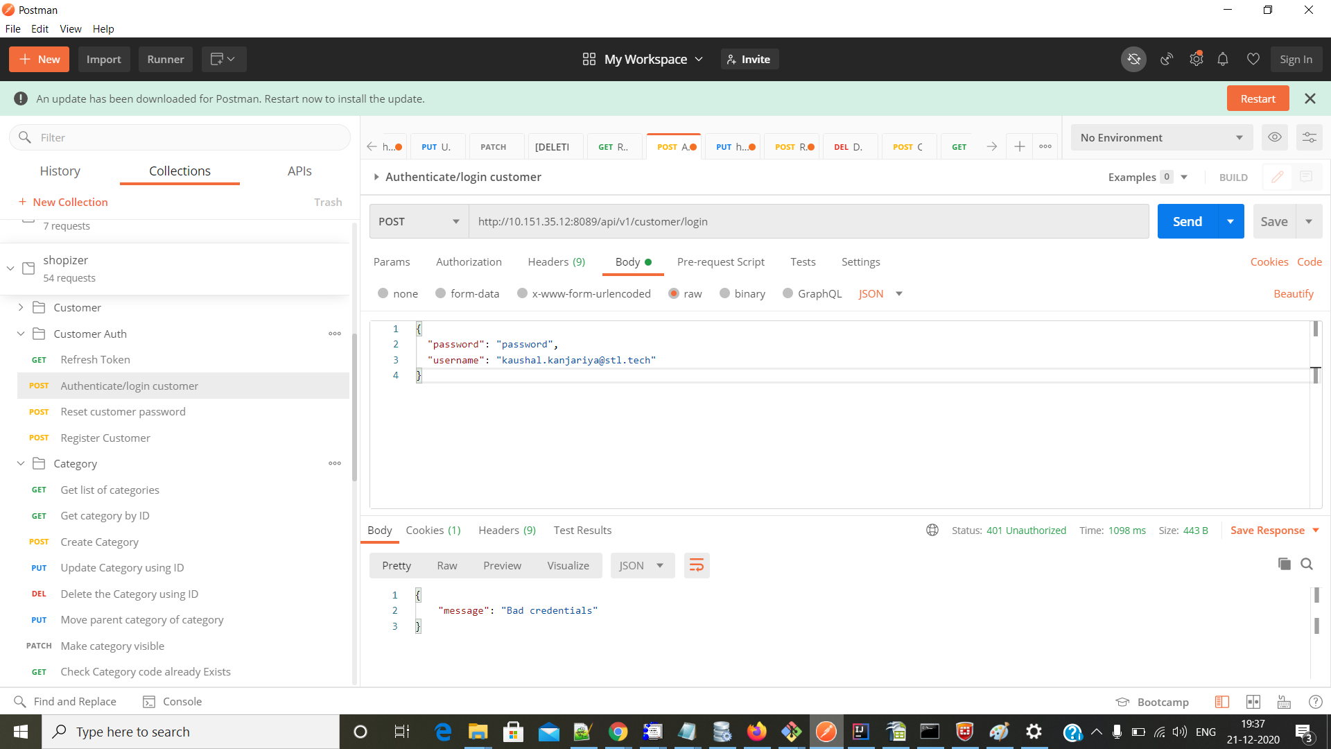 Customer Login Failed after placing a order through order API · Issue #527 · shopizer-ecommerce ...
