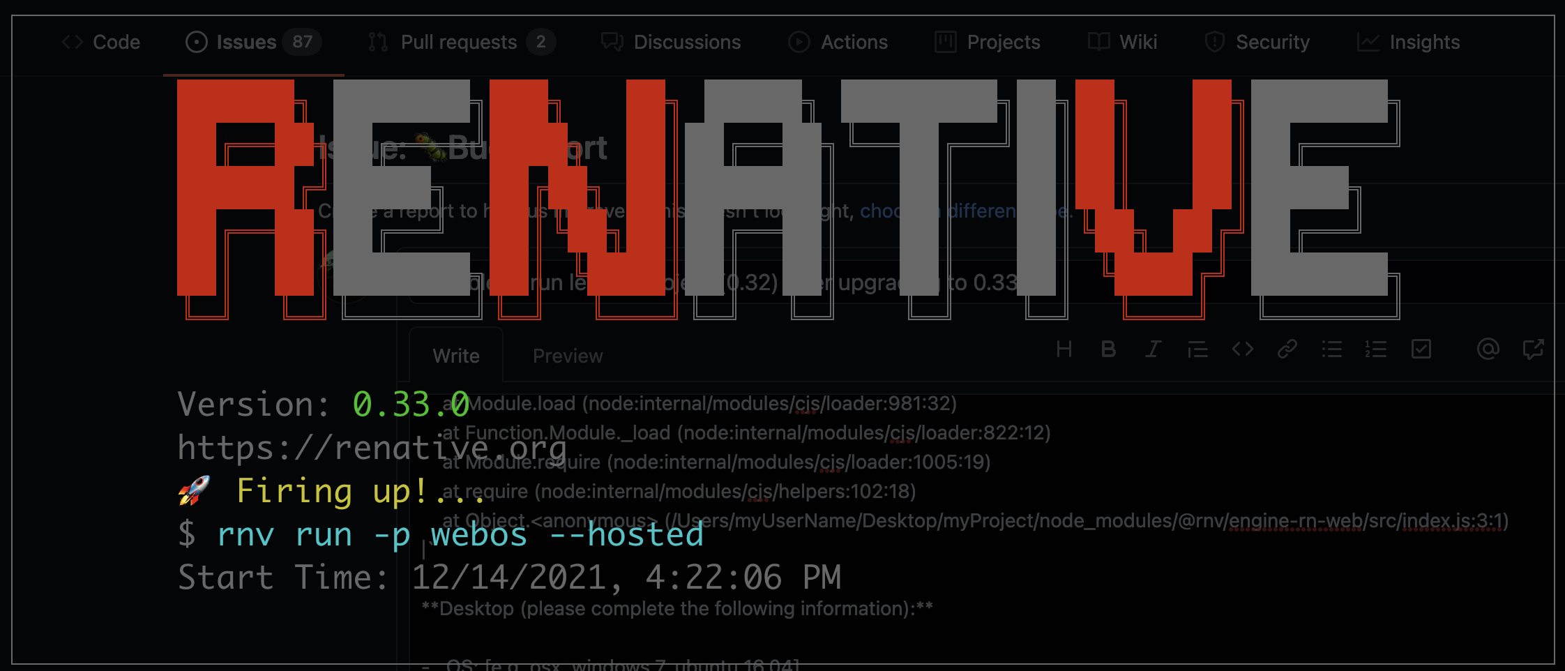Unable to run legacy project (0.32) after upgrading to 0.33 · Issue #766 · flexn-io/renative ...
