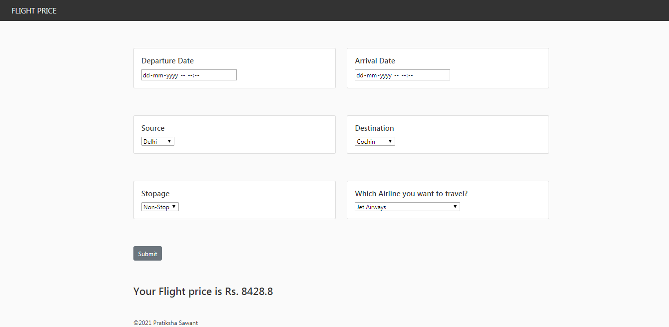 GitHub - PratikshaPS/Flight-Fare-Prediction