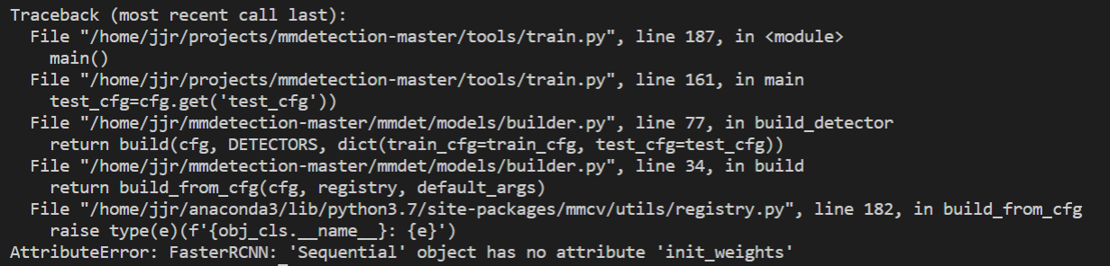Fasterrcnn Sequential Object Has No Attribute Initweights · Issue 4842 · Open Mmlab