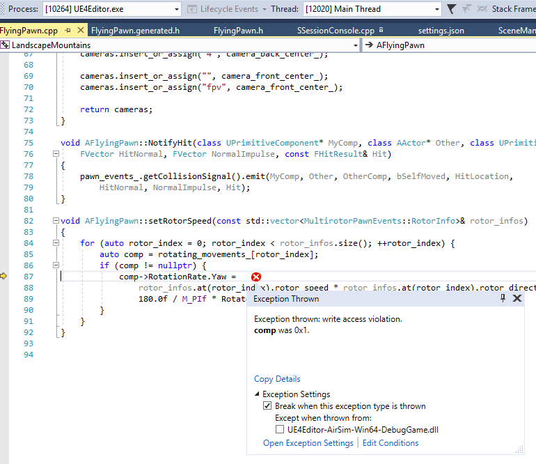 In v1.2, when model was set to hexacopter, simulation crashed on start ...