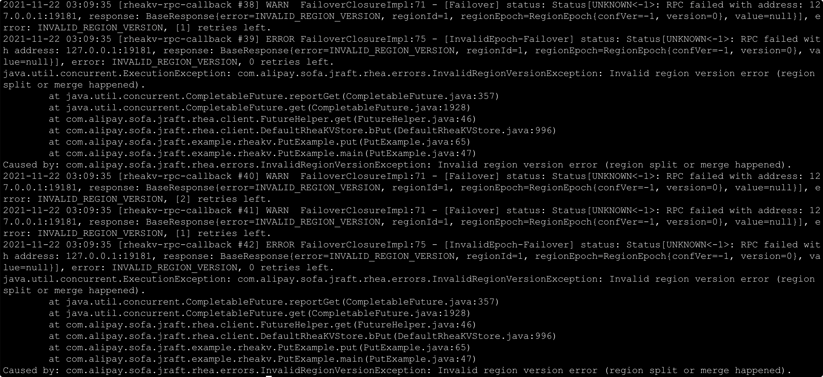 Client put will throw exception, when Region Split. · Issue #721 · sofastack/sofa-jraft · GitHub