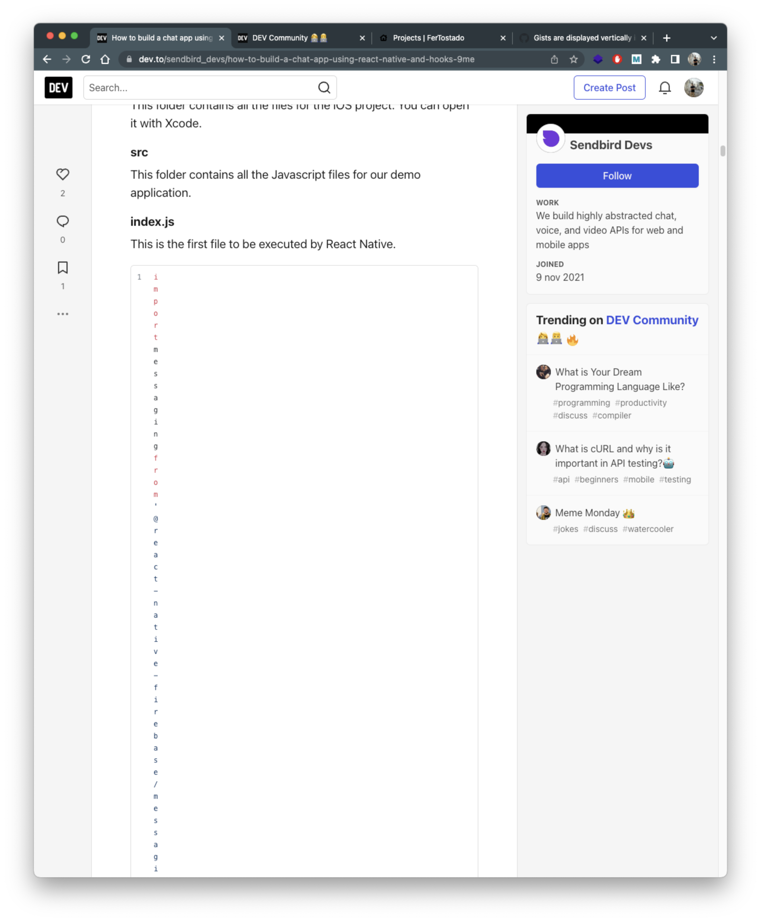 Gists are displayed vertically · Issue #18931 · forem/forem · GitHub