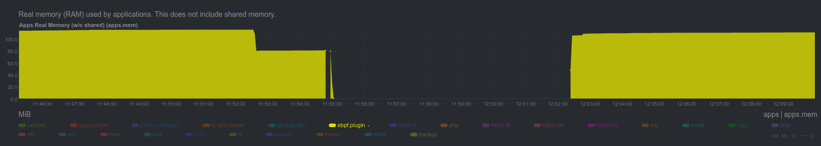 [Bug]: eBPF integration with apps.plugin is causing excessive CPU/memory usage growing with time ...