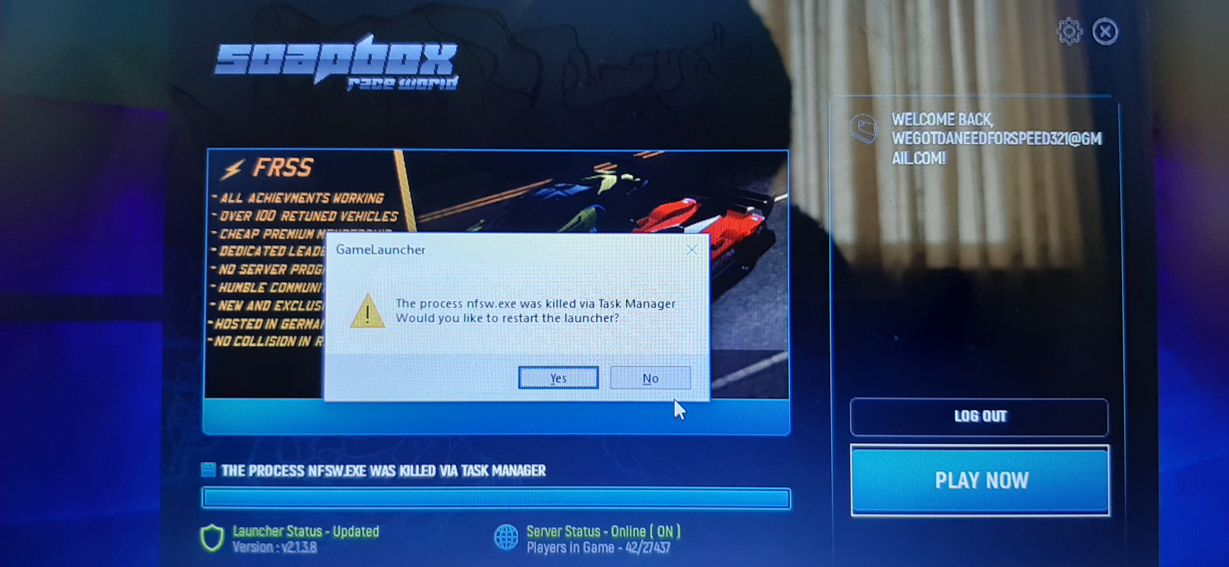 My launcher has hordes of problems · Issue #84 · SoapboxRaceWorld/GameLauncher_NFSW · GitHub