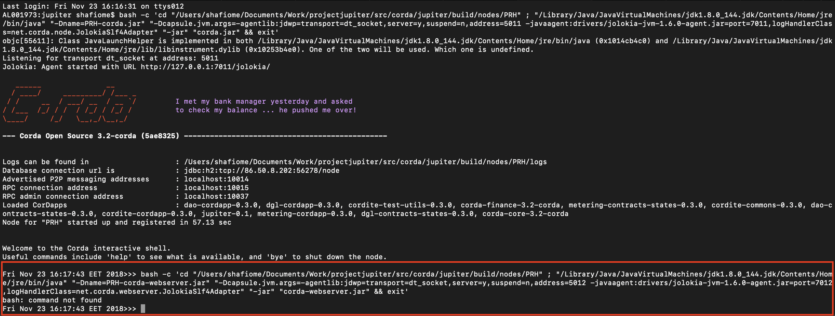 Macos Corda Nodes Won T Start Properly By Build Nodes Runnodes · Issue 4291 · Corda Corda
