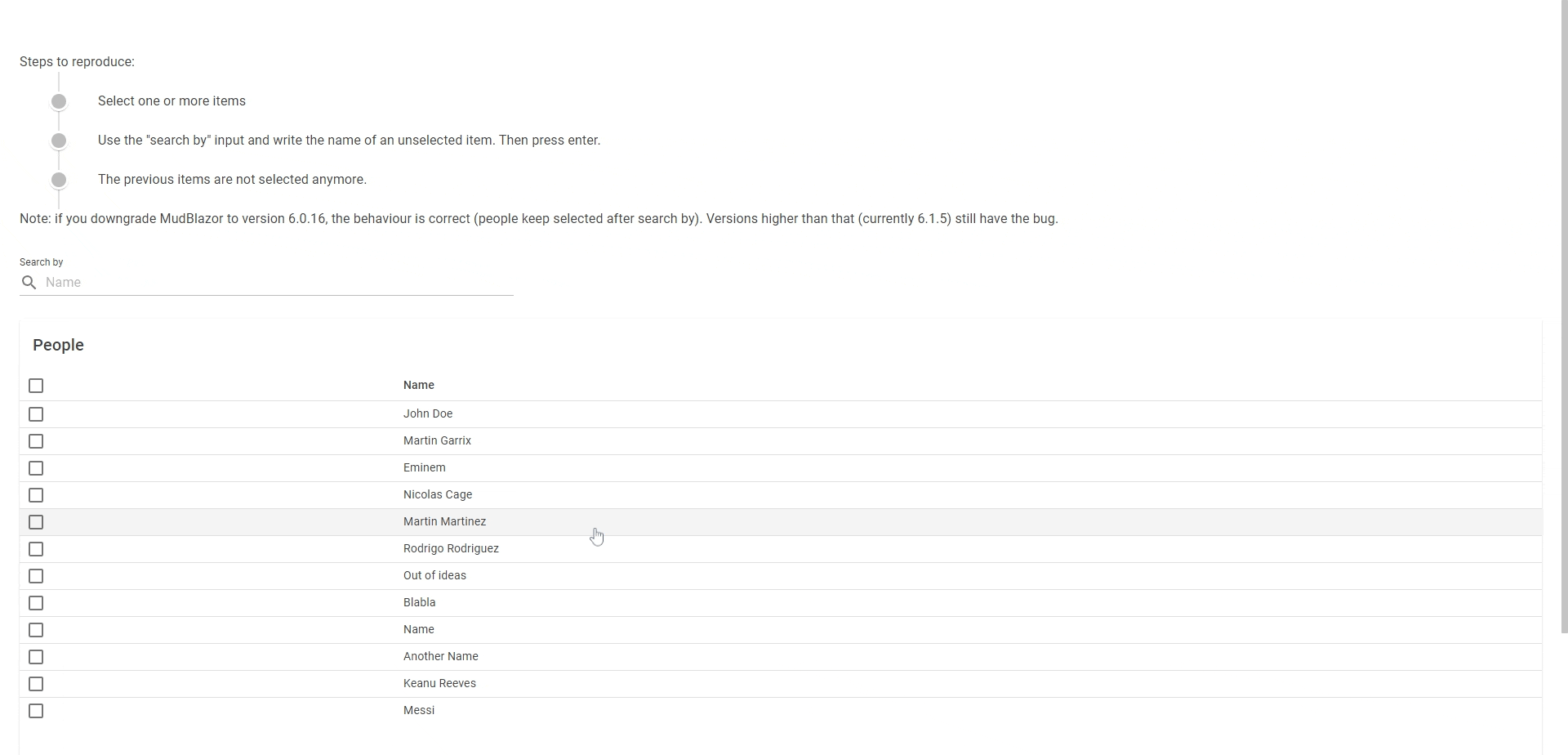 MudTable multiselection bug when filtered. · Issue #2669 · MudBlazor/MudBlazor · GitHub