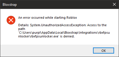 Path to rbxfpsunlocker keeps getting set to read-only · Issue #88 · bloxstraplabs/bloxstrap · GitHub
