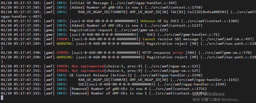 DownlinkNASTransport, Registration reject (Payload was not forwarded ...