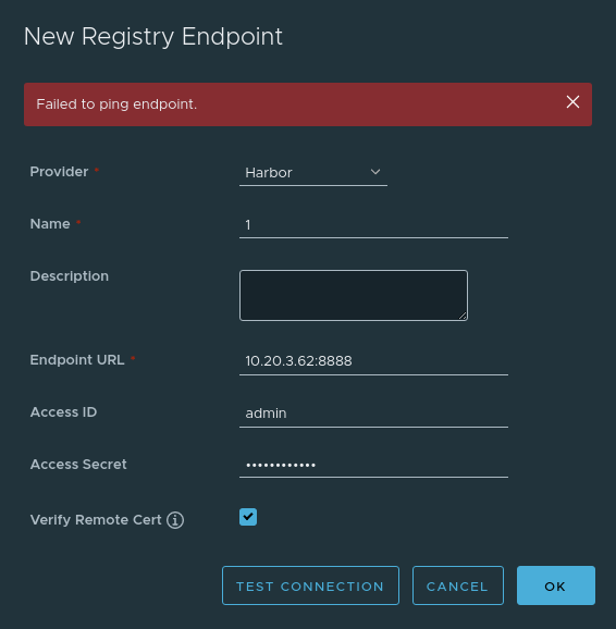 add mew harbor endpoint failed · Issue #18101 · goharbor/harbor · GitHub