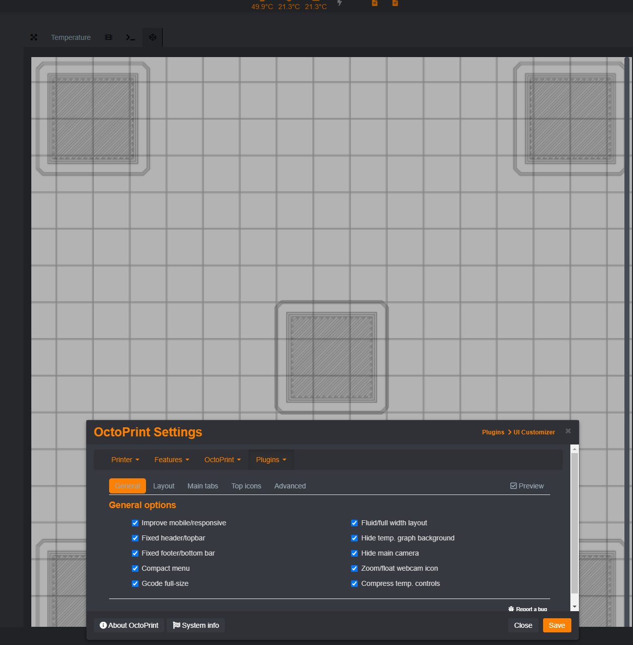 Gcode viewer doesn't fit the dedicated area · Issue #43 · LazeMSS/OctoPrint-UICustomizer · GitHub